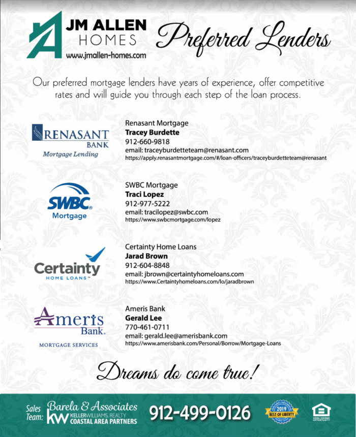 Preferred Lenders – JM Allen Homes